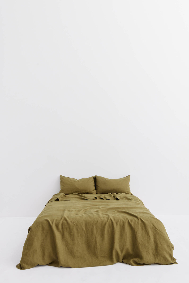 Linen Duvet Cover Olive | Assembly Label