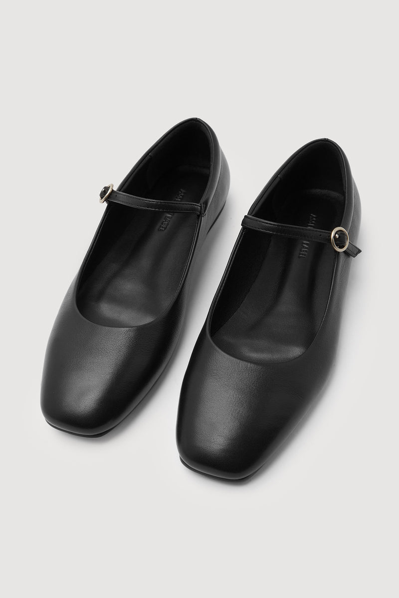 Womens Beth Leather Ballet Flat Black | Assembly Label