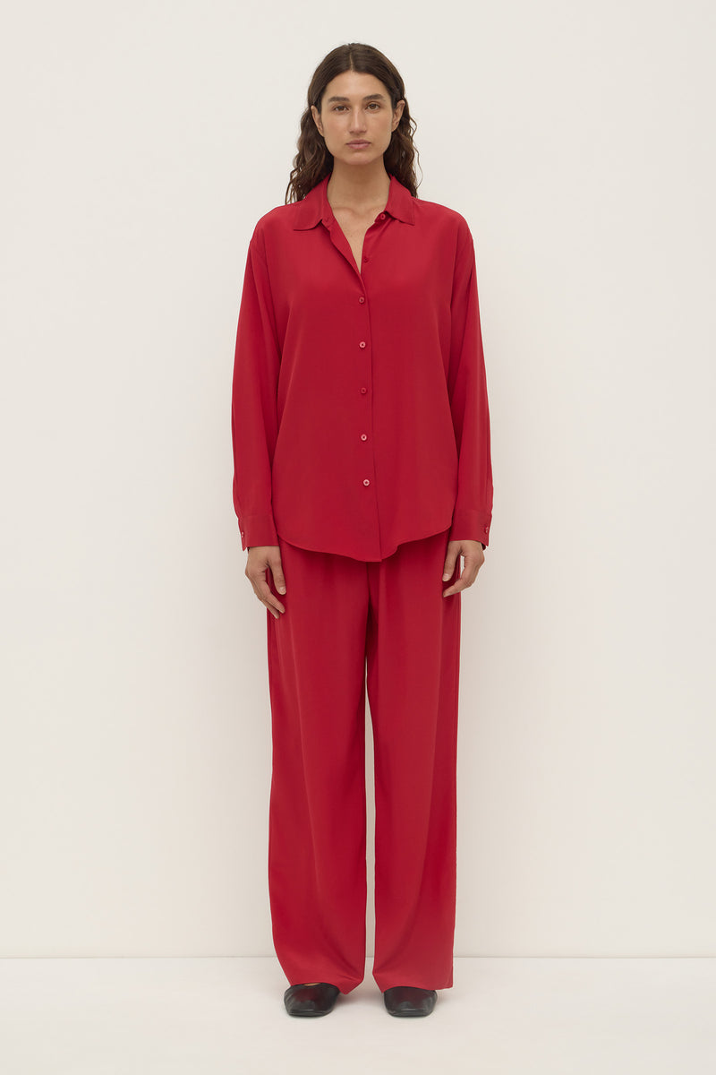 Womens Betty Silk Long Sleeve Shirt Mulberry | Assembly Label