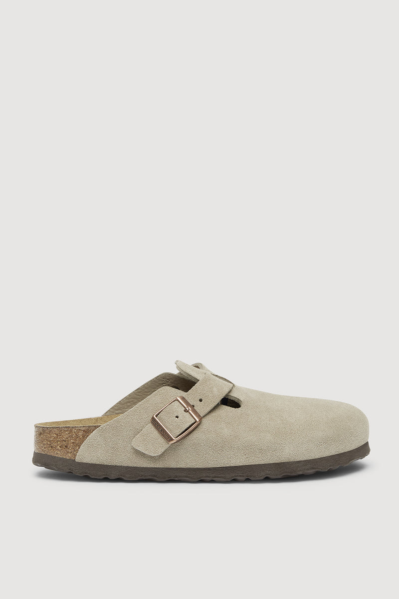 Birkenstock Boston SFB Suede Leather Taupe | Assembly Label