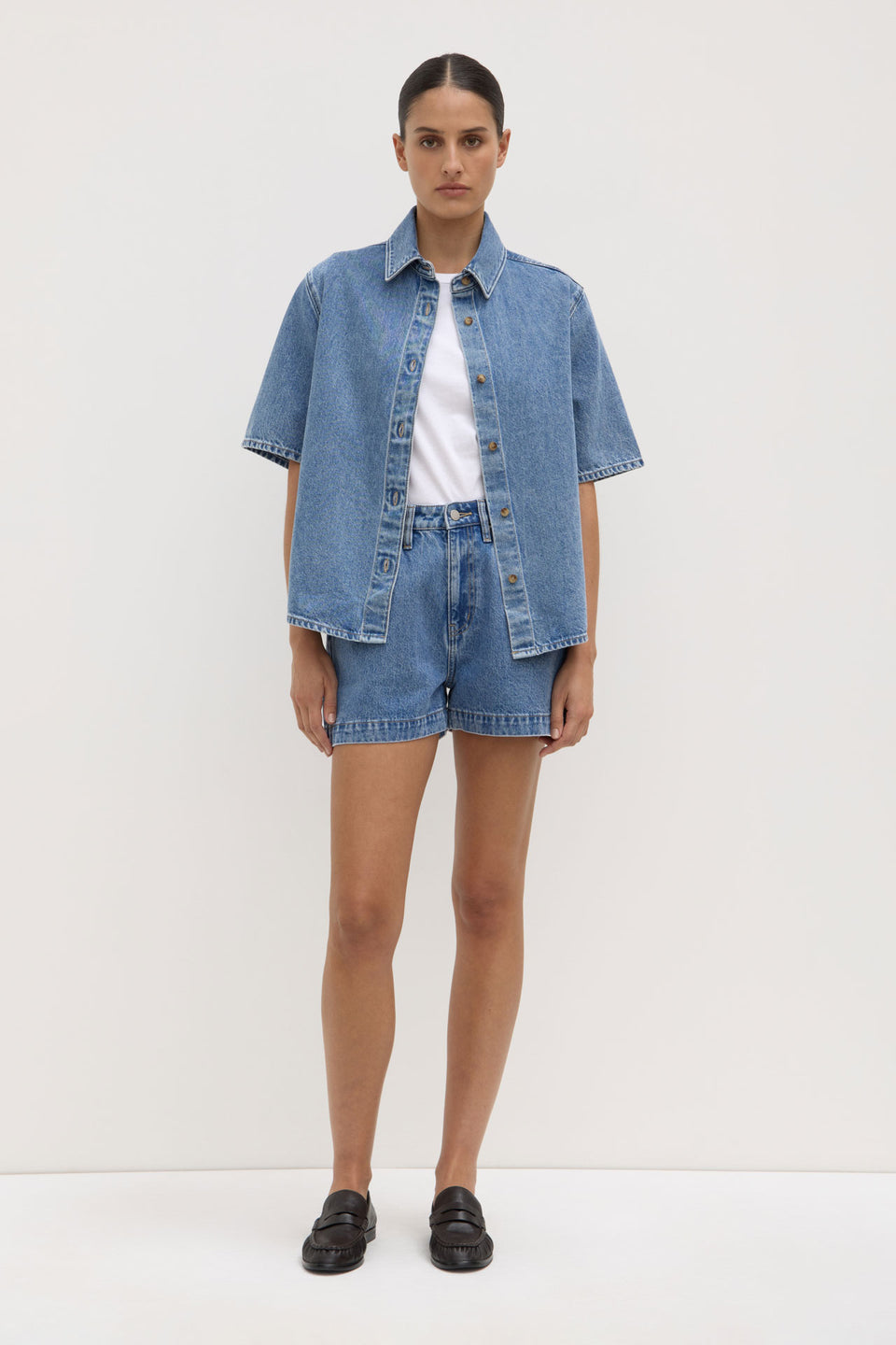 Womens Boxy Denim Short Dark Stone | Assembly Label