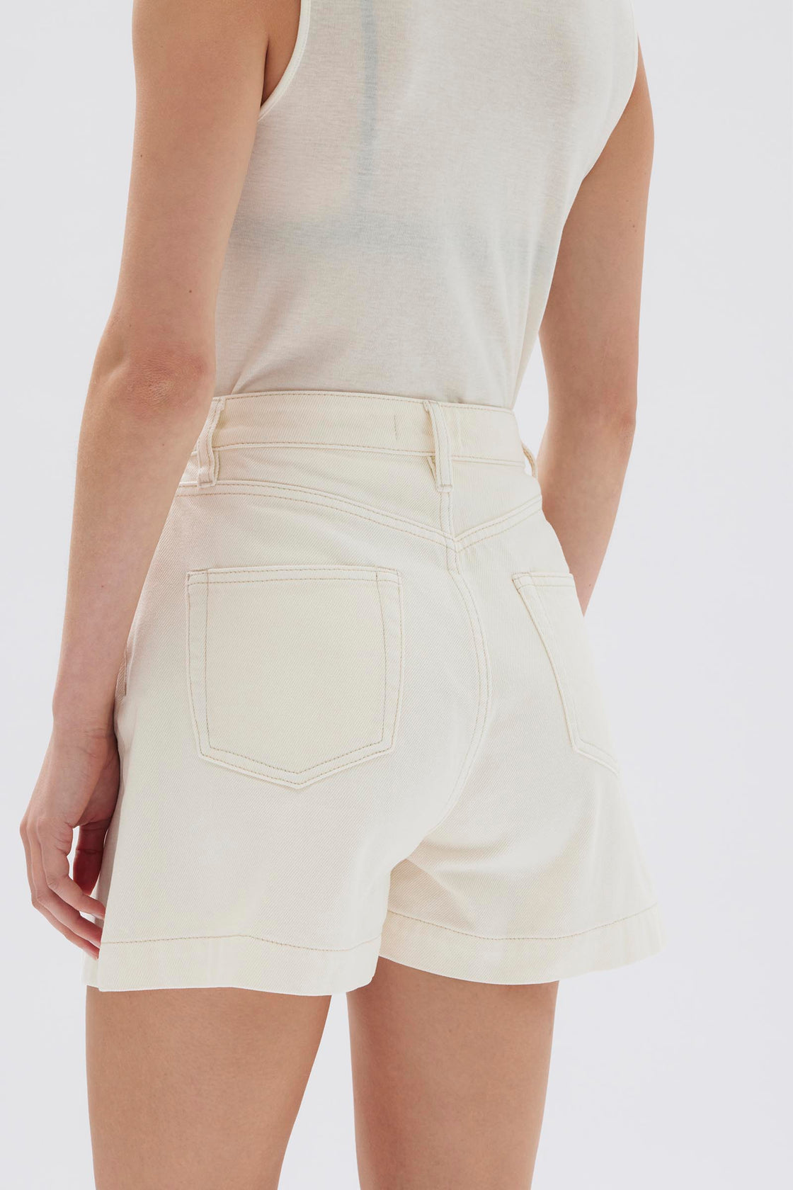 Womens Boxy Denim Short Ecru | Assembly Label