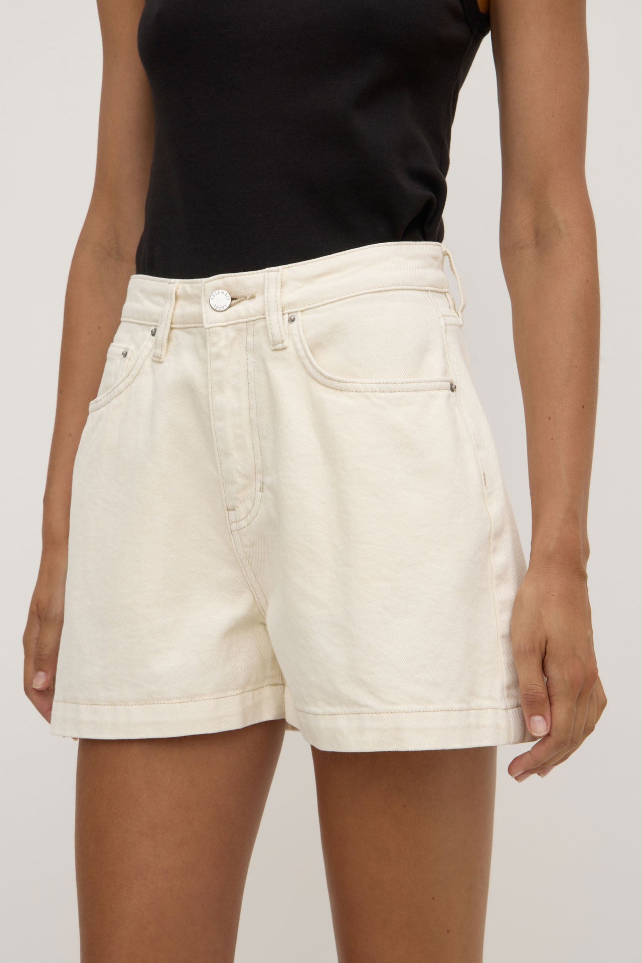 Womens Boxy Denim Short Ecru | Assembly Label