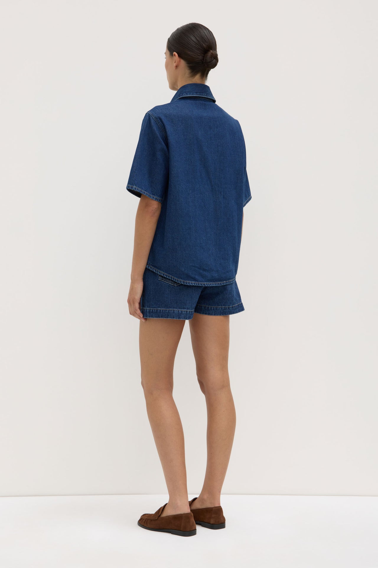 Womens Boxy Denim Short Sleeve Shirt Heritage Blue | Assembly Label