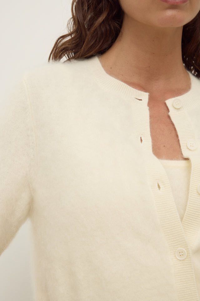 Womens Carina Wool Short Sleeve Cardigan Cream | Assembly Label