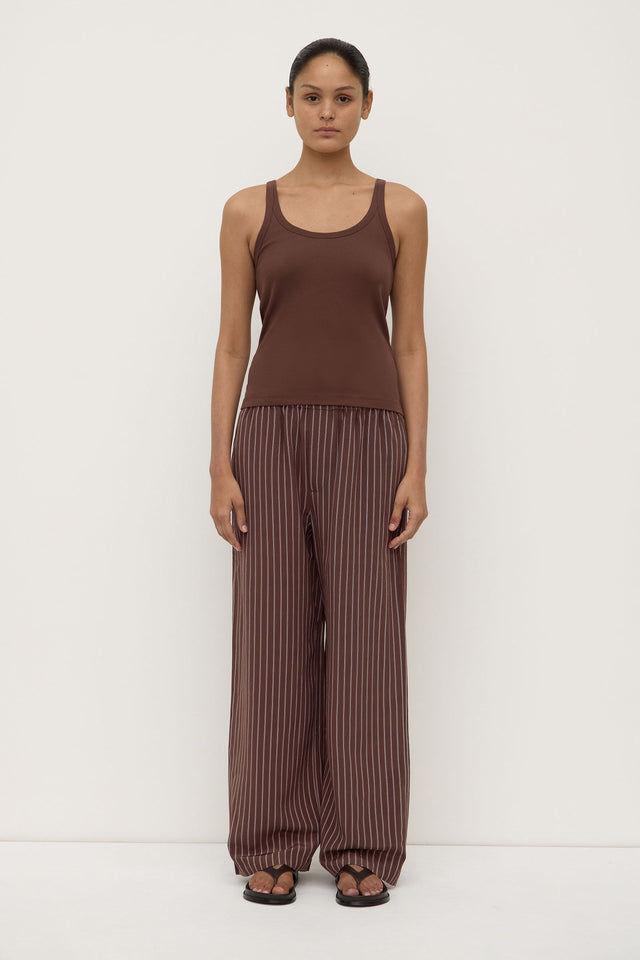Womens Charlie Rib Tank Espresso | Assembly Label