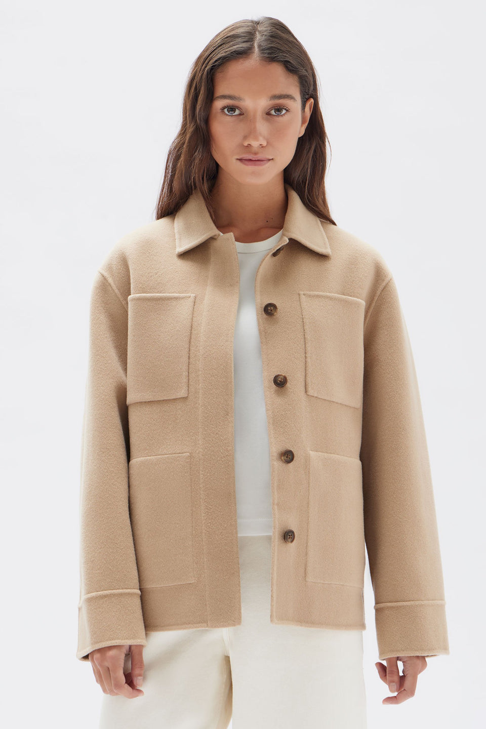 Womens Claudelle Wool Cashmere Jacket Tan | Assembly Label