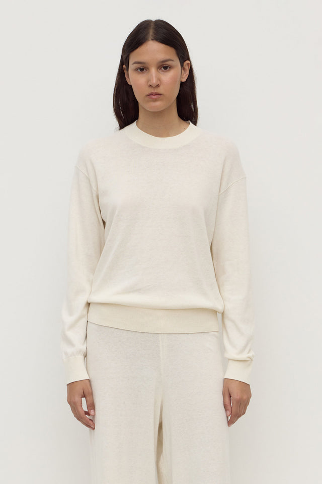 Womens Cotton Cashmere Lounge Sweater Cream | Assembly Label