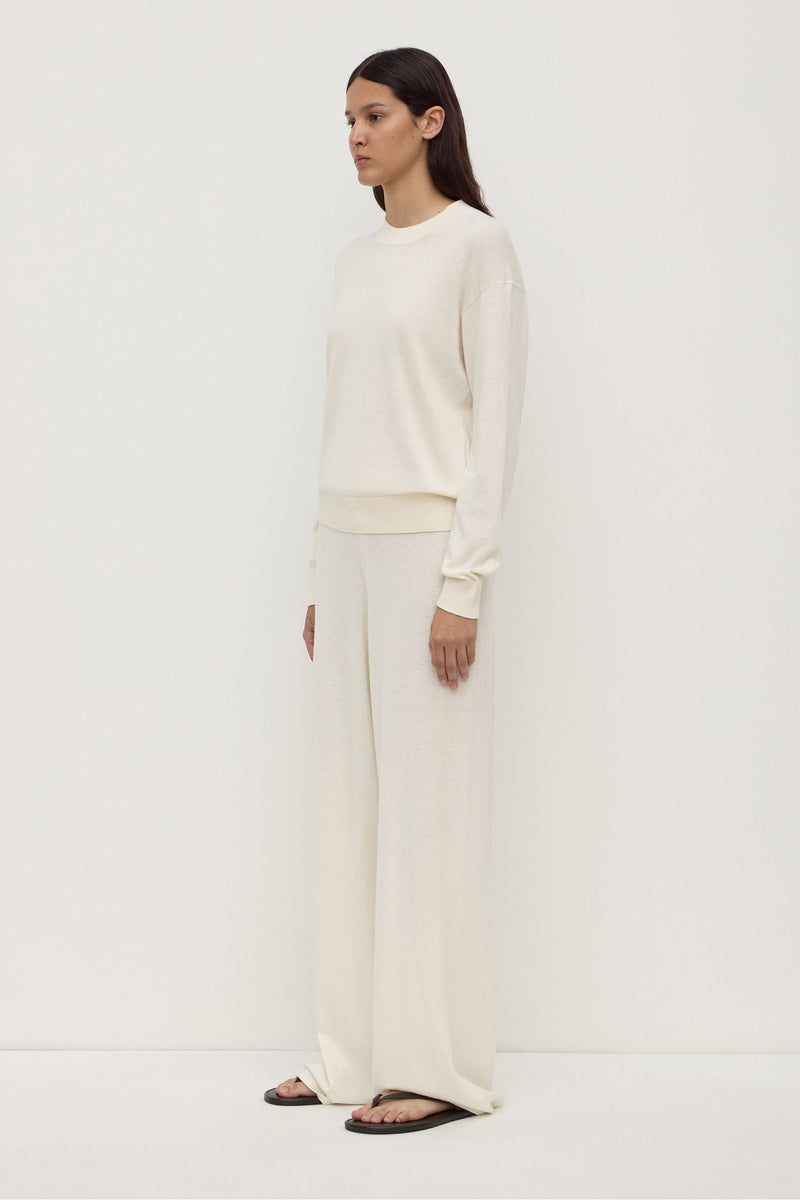 Womens Cotton Cashmere Lounge Sweater Cream | Assembly Label