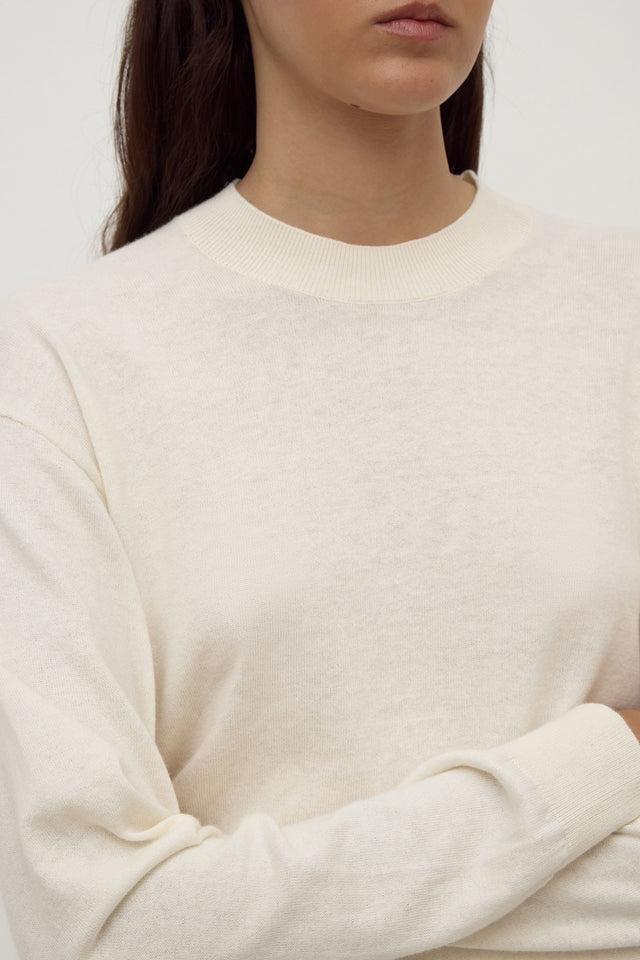Womens Cotton Cashmere Lounge Sweater Cream | Assembly Label