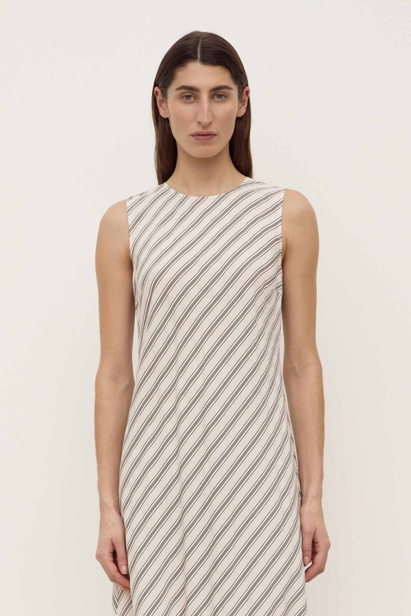 Womens Lenny Stripe Midi Dress Cream/Smoke | Assembly Label