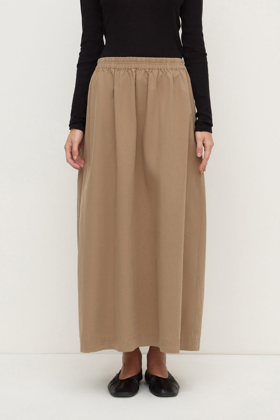 Womens Lola Cotton Midi Skirt Dark Tan | Assembly Label