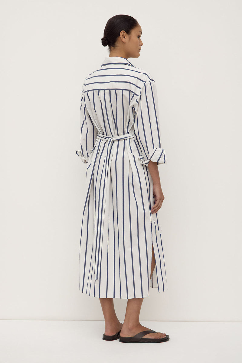 Womens Nara Stripe Shirt Dress White/True Navy | Assembly Label