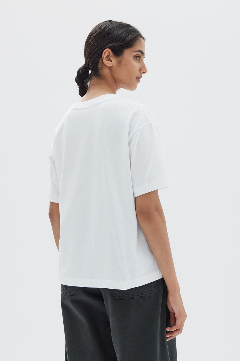 Womens Pax Logo Tee White/Jacaranda | Assembly Label