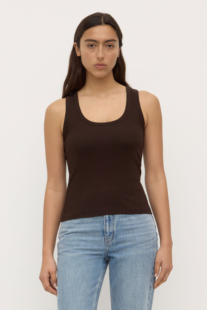 Womens Robyn Scoop Neck Rib Tank Ganache | Assembly Label