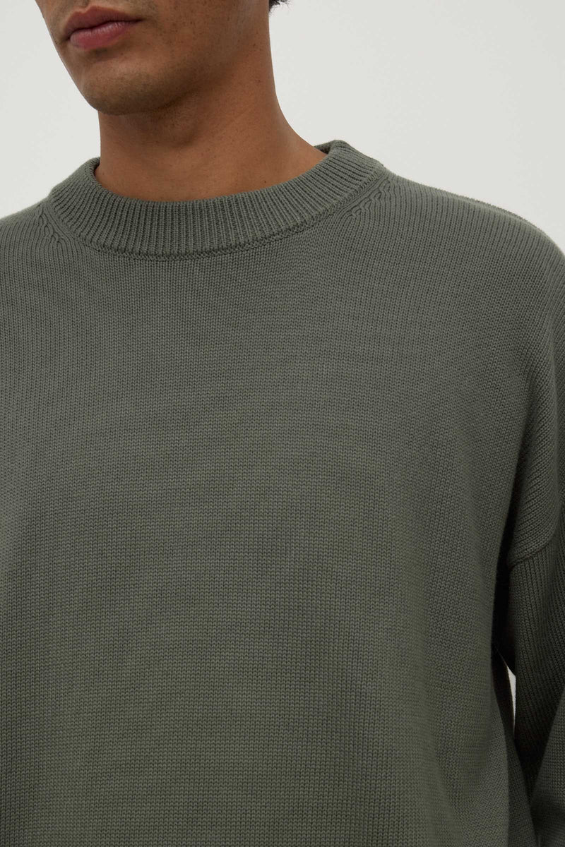 Mens Rowan Cotton Knit Moss | Assembly Label