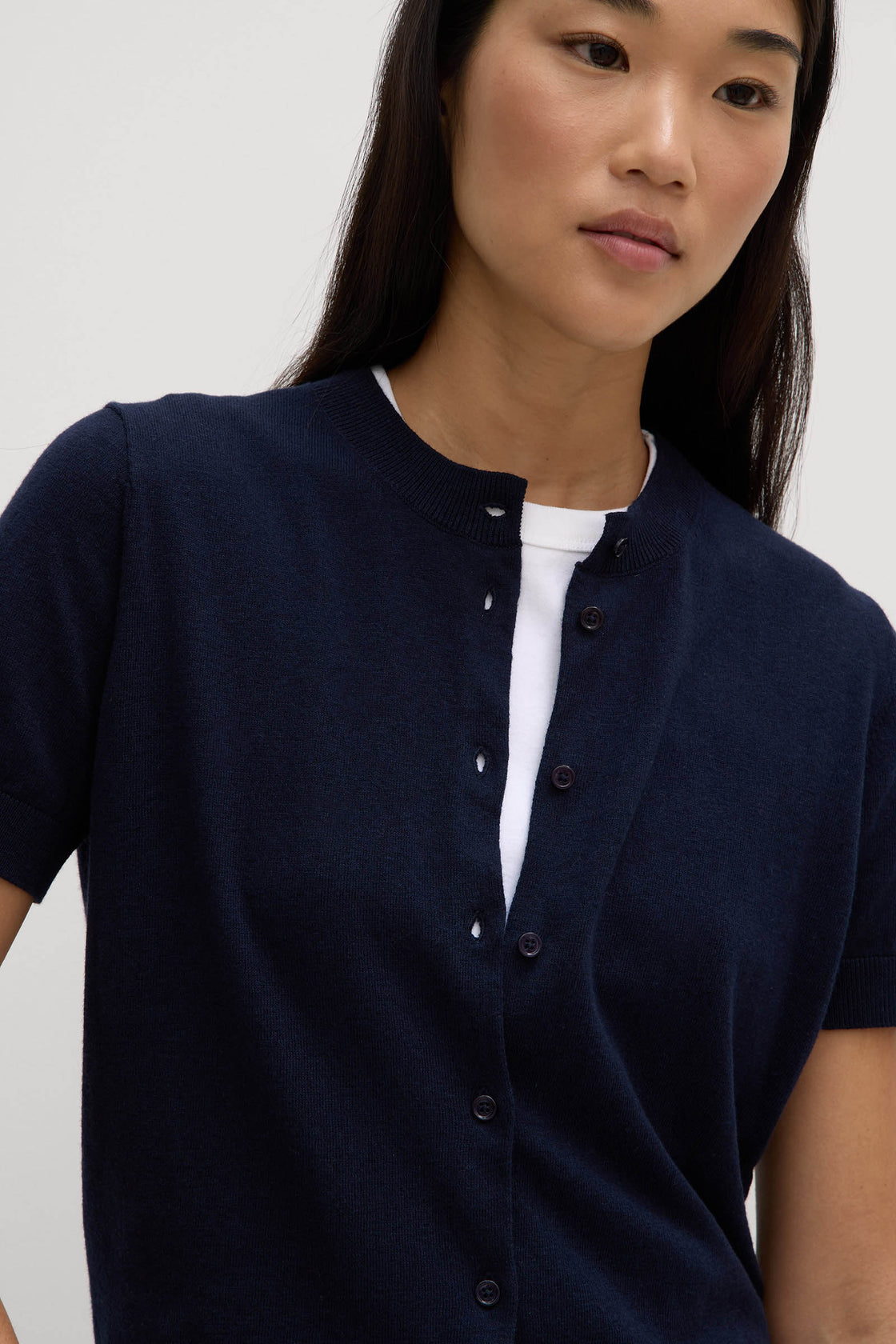 Womens Semra Cotton Cashmere Short Sleeve Cardigan Ink | Assembly Labe ...