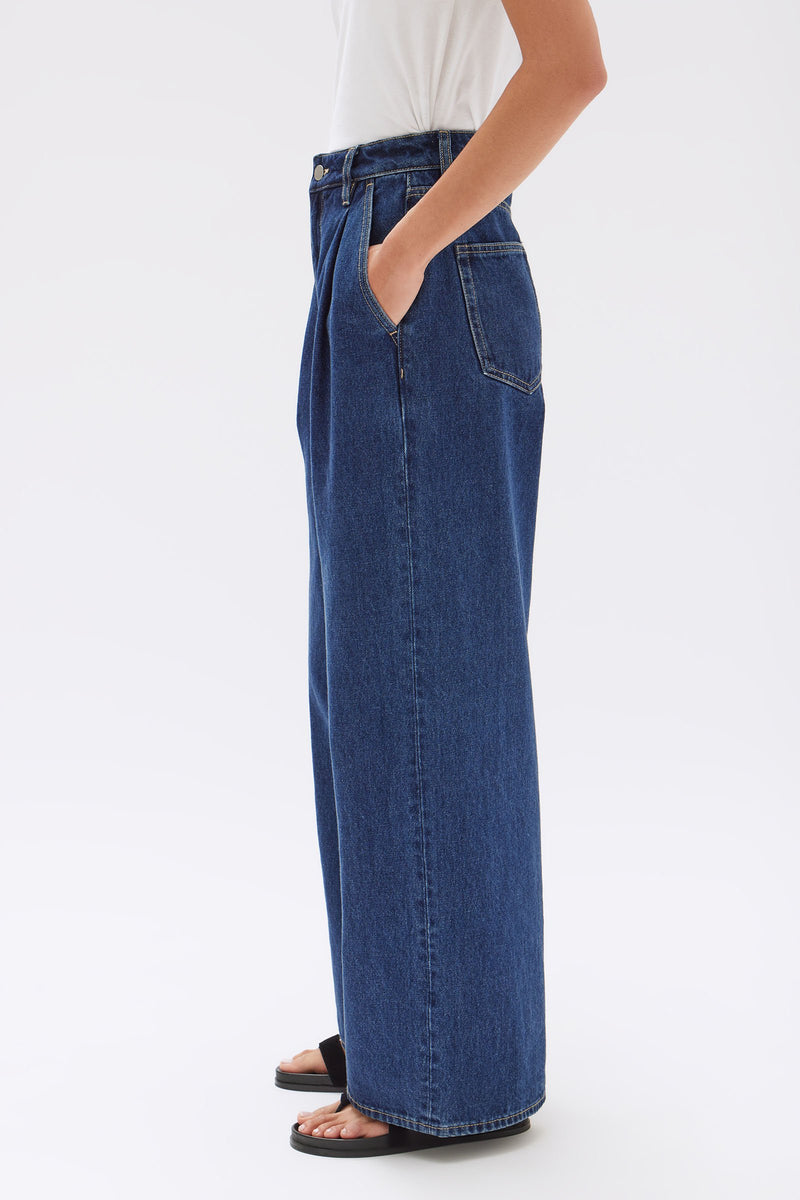 Womens Slack Pleat Wide Leg Jean Heritage Blue | Assembly Label