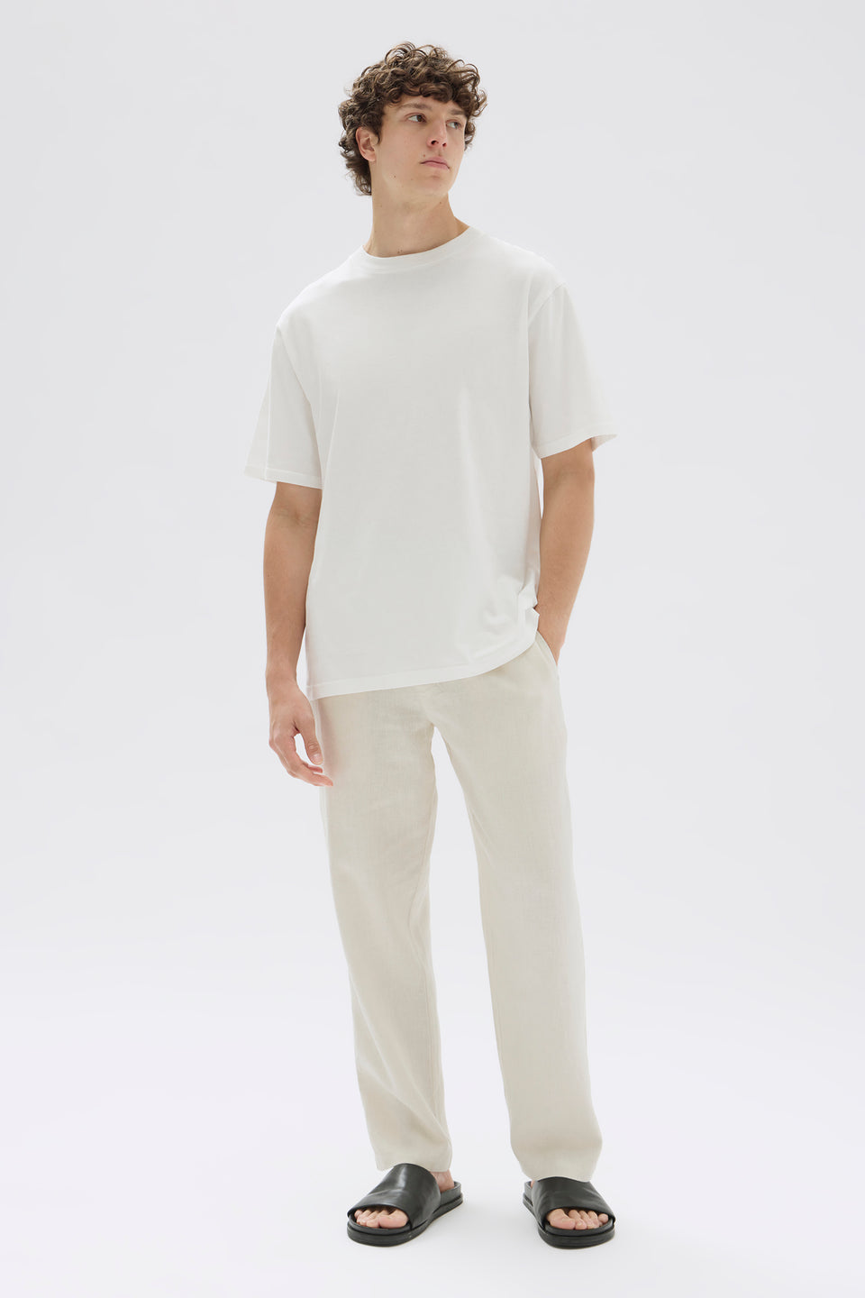 Mens Tide Linen Pants Limestone | Assembly Label