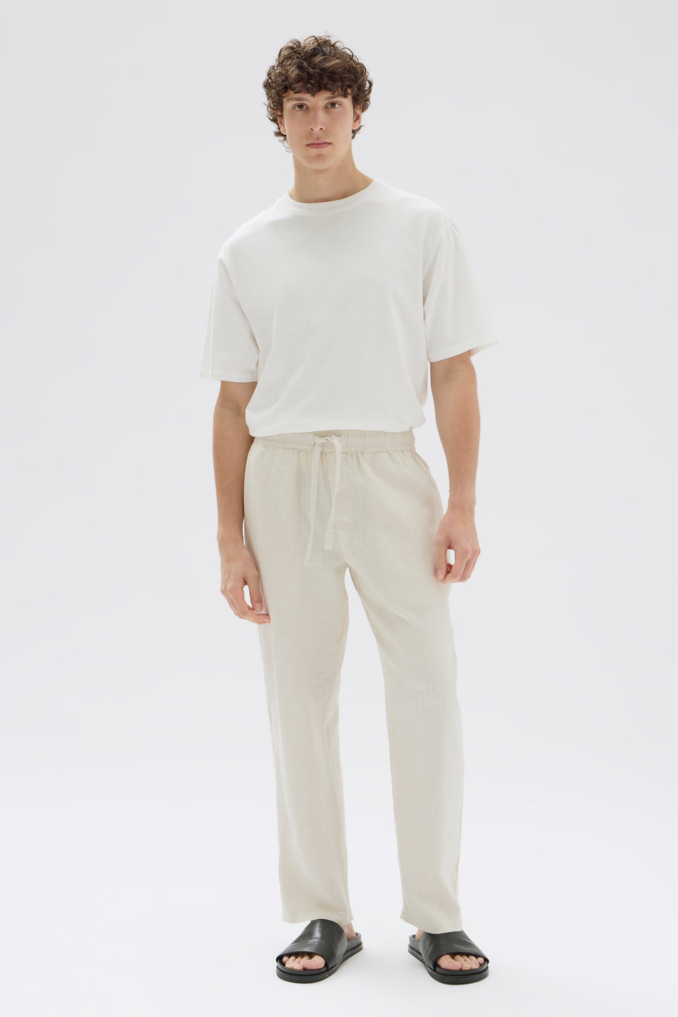 Mens Tide Linen Pants Limestone | Assembly Label