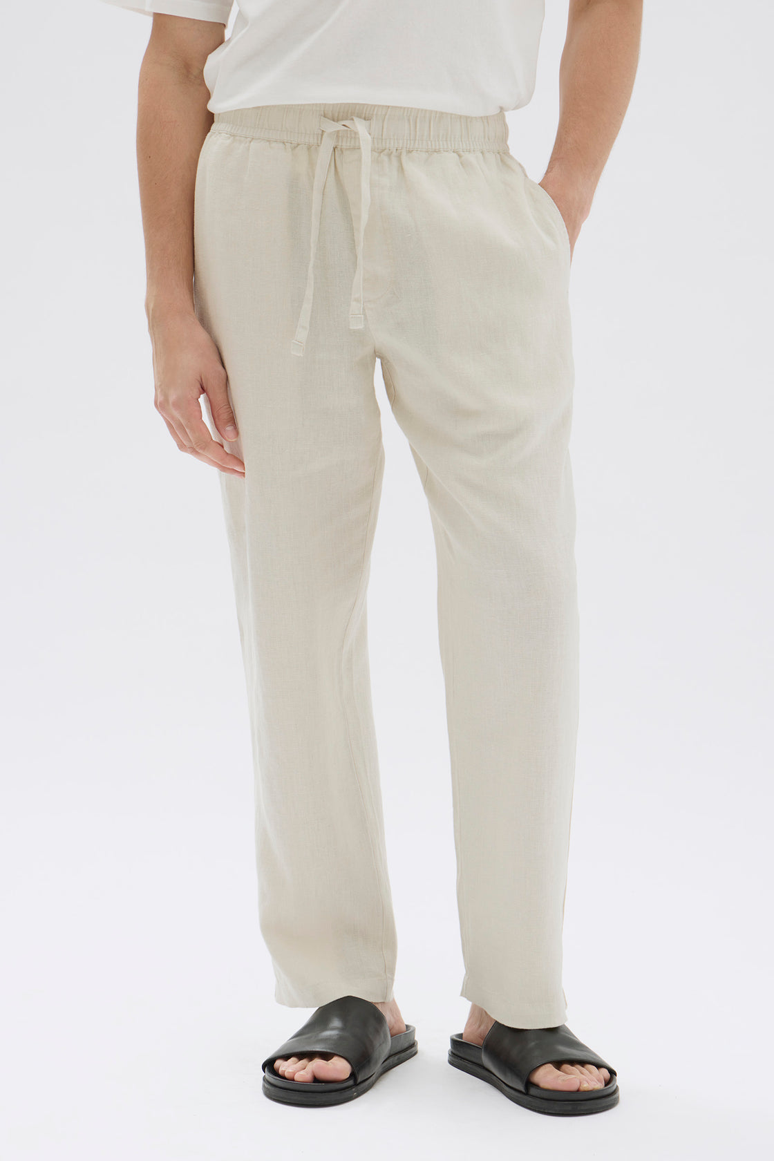 Mens Tide Linen Pants Limestone | Assembly Label