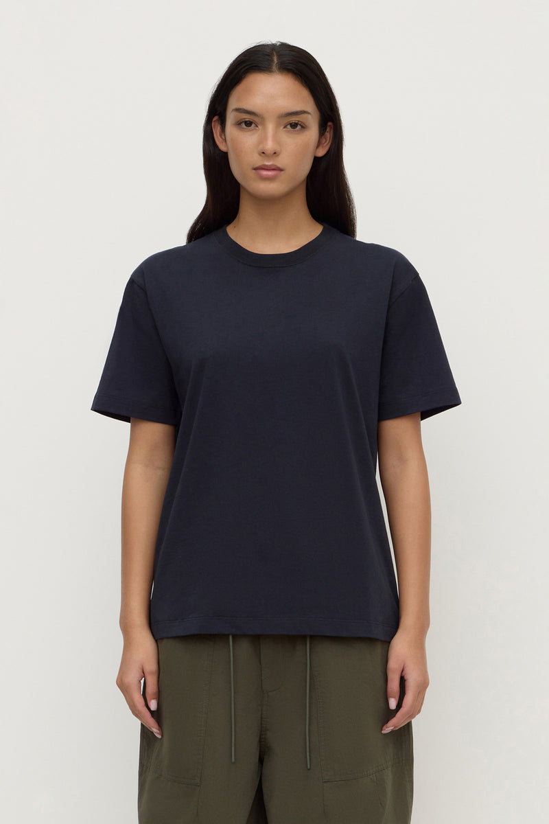 Womens Organic Base Tee True Navy | Assembly Label