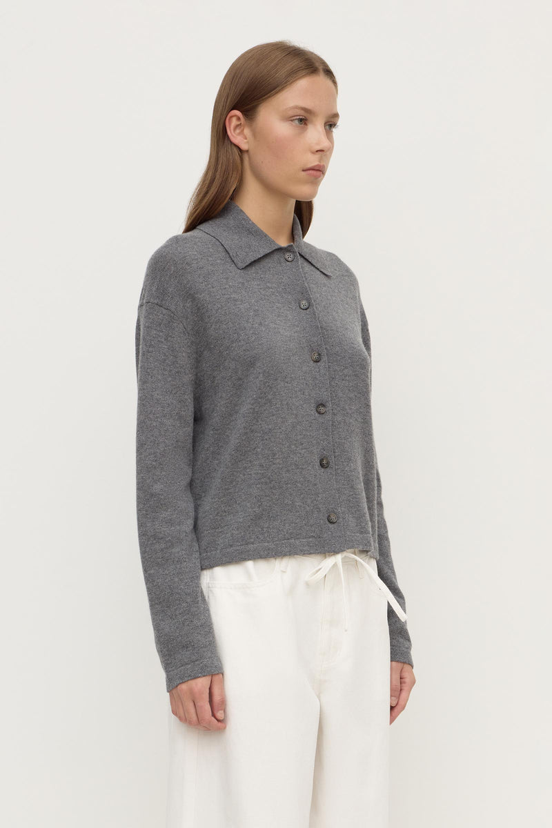 Womens Wool Cashmere Knit Cardigan Grey Marle | Assembly Label