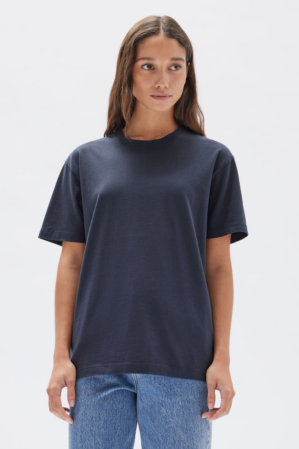 Womens Organic Base Tee Navy | Assembly Label