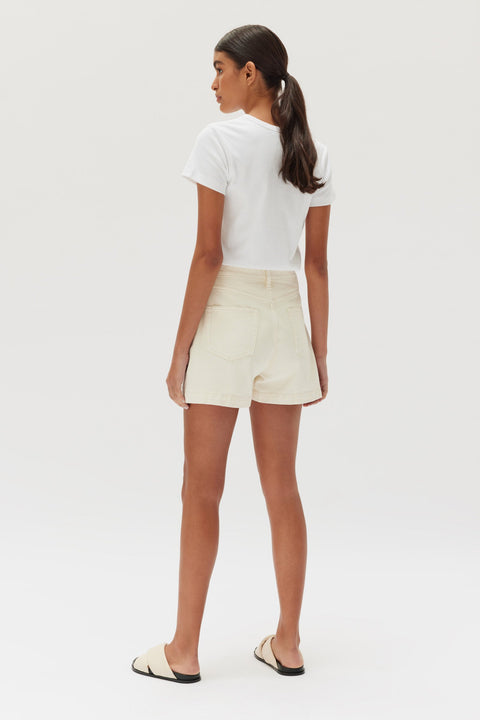 Womens Boxy Denim Short Ecru | Assembly Label