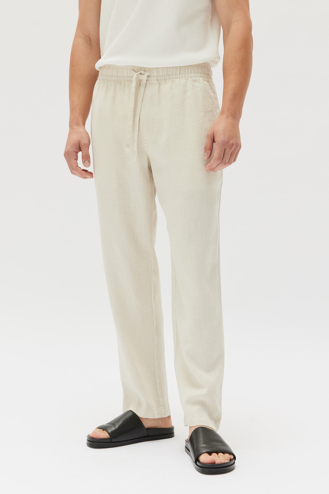 Mens Tide Linen Pants Limestone | Assembly Label